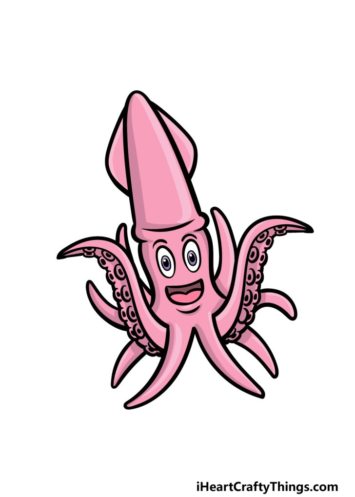 Cartoon Squid Drawing - How To Draw A Cartoon Squid Step By Step