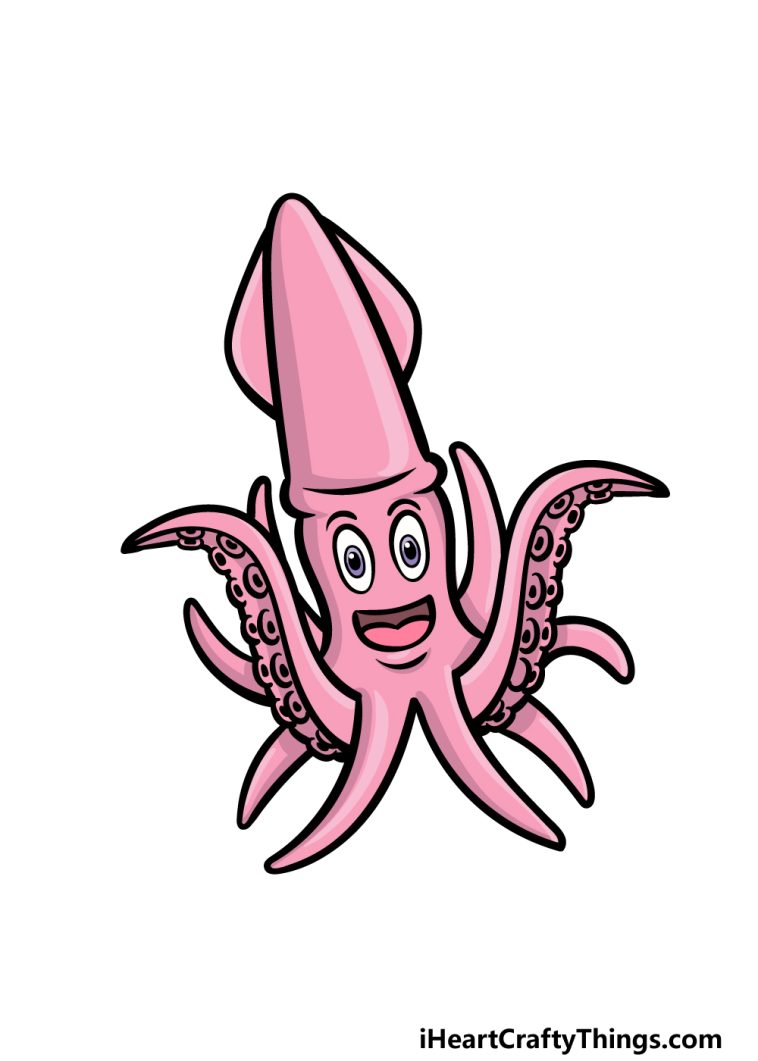 Cartoon Squid Drawing - How To Draw A Cartoon Squid Step By Step