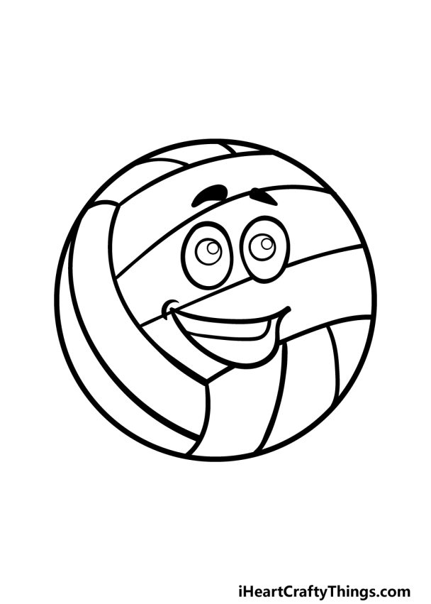 Cartoon Volleyball Drawing - How To Draw A Cartoon Volleyball Step By Step