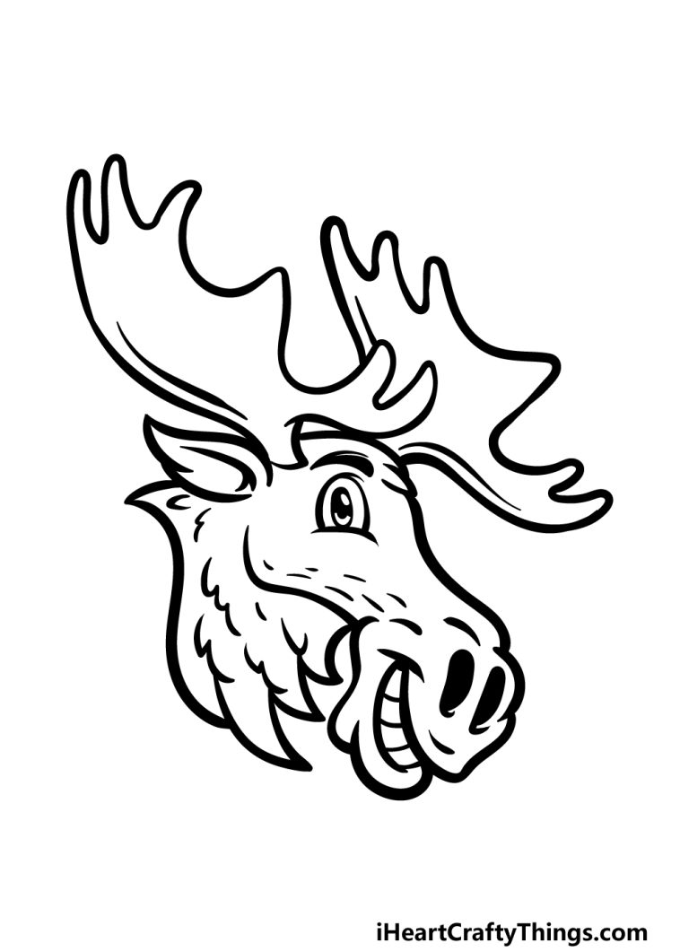 Cartoon Moose Drawing - How To Draw A Cartoon Moose Step By Step!