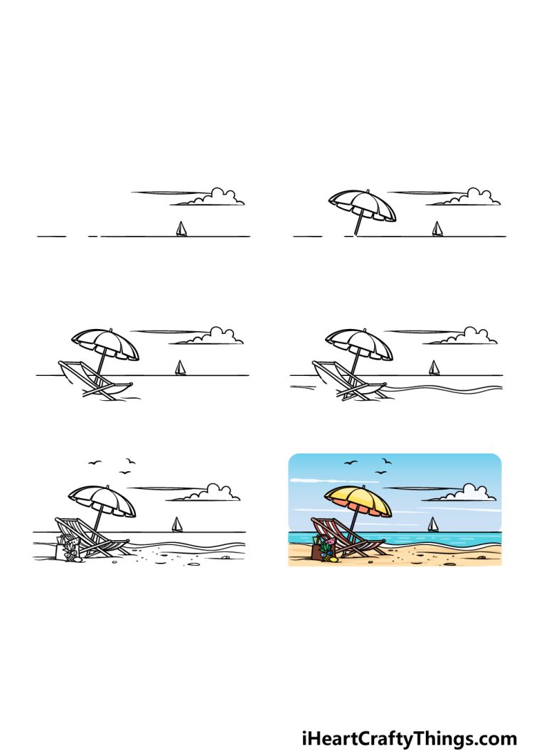 Cartoon Beach Drawing - How To Draw A Cartoon Beach Step By Step