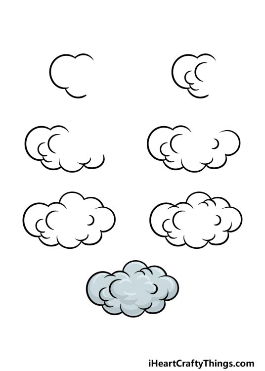Cartoon Cloud Drawing - How To Draw A Cartoon Cloud Step By Step!