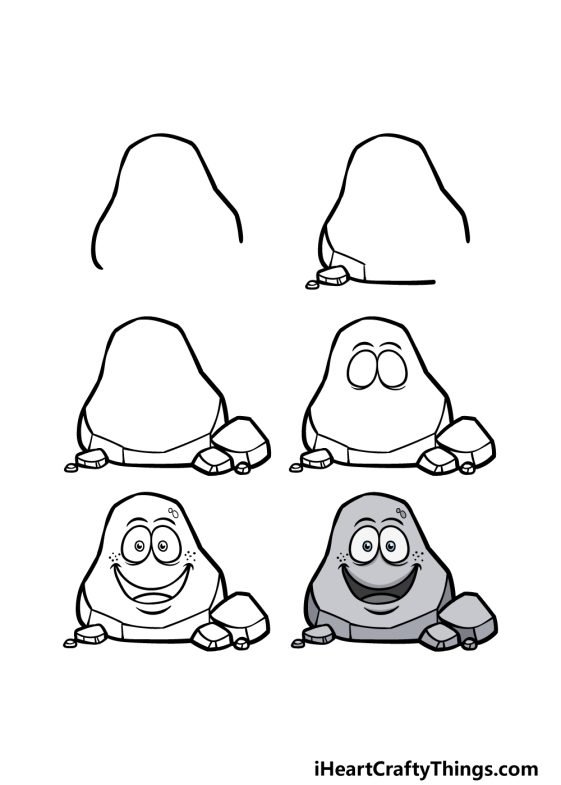 Cartoon Rock Drawing - How To Draw A Cartoon Rock Step By Step