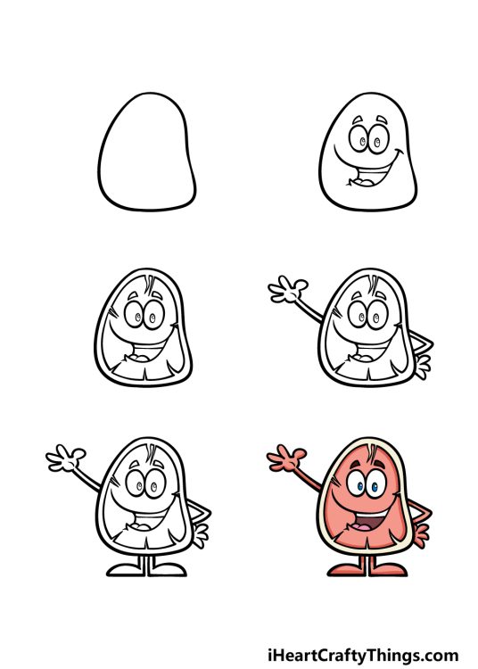 Cartoon Steak Drawing - How To Draw A Cartoon Steak Step By Step