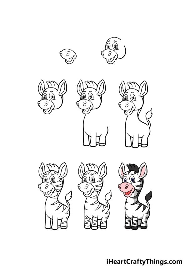 Cartoon Zebra Drawing - How To Draw A Cartoon Zebra Step By Step!
