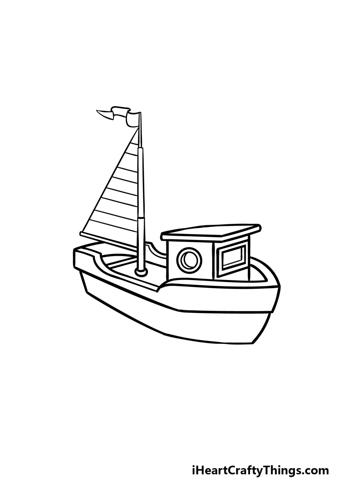 Cartoon Boat Drawing - How To Draw A Cartoon Boat Step By Step