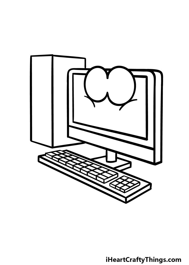 Cartoon Computer Drawing - How To Draw A Cartoon Computer Step By Step