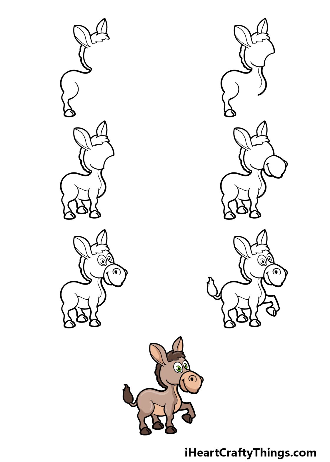 Cartoon Donkey Drawing - How To Draw A Cartoon Donkey Step By Step