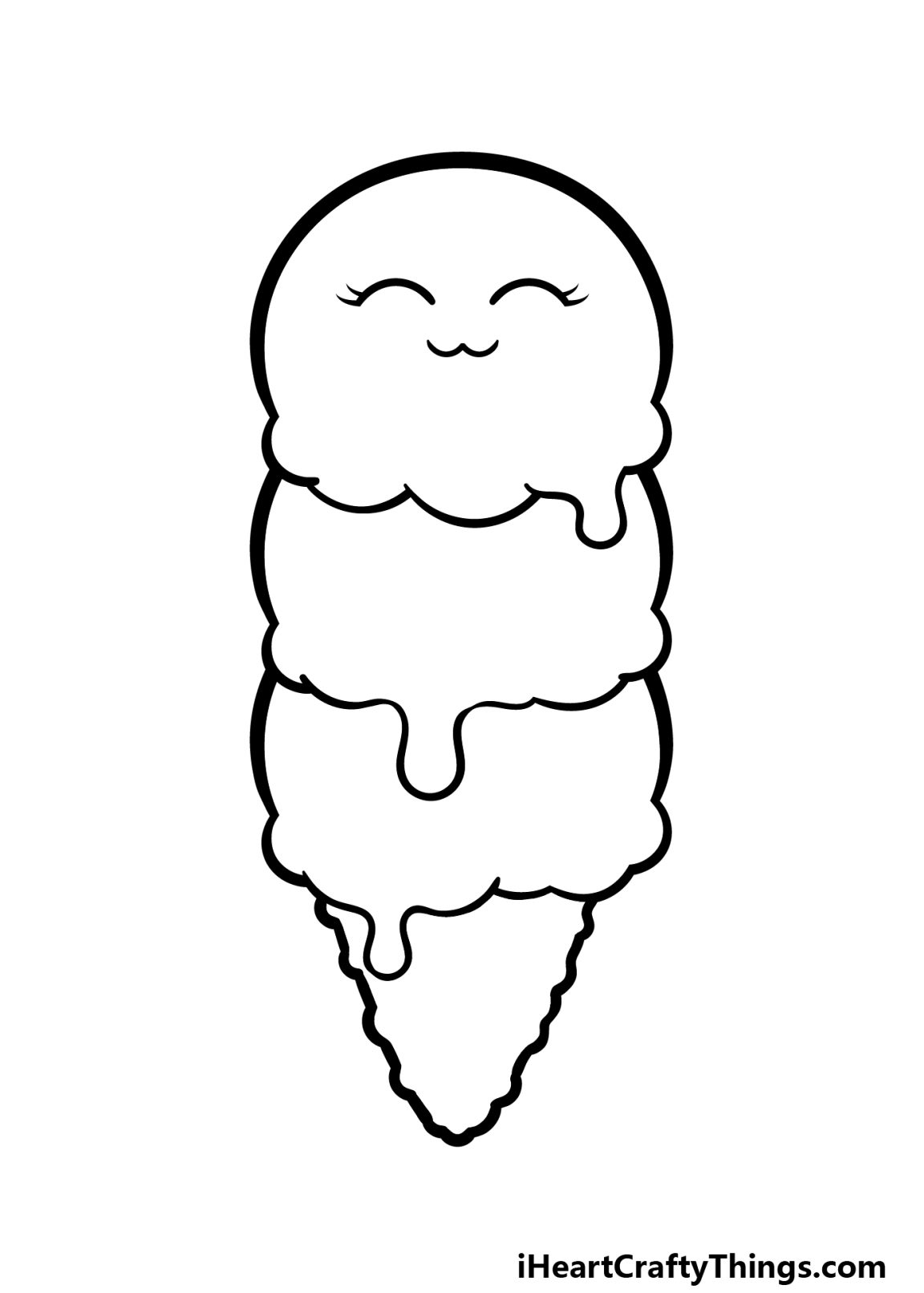 Cartoon Ice Cream Drawing - How To Draw A Cartoon Ice Cream Step By Step