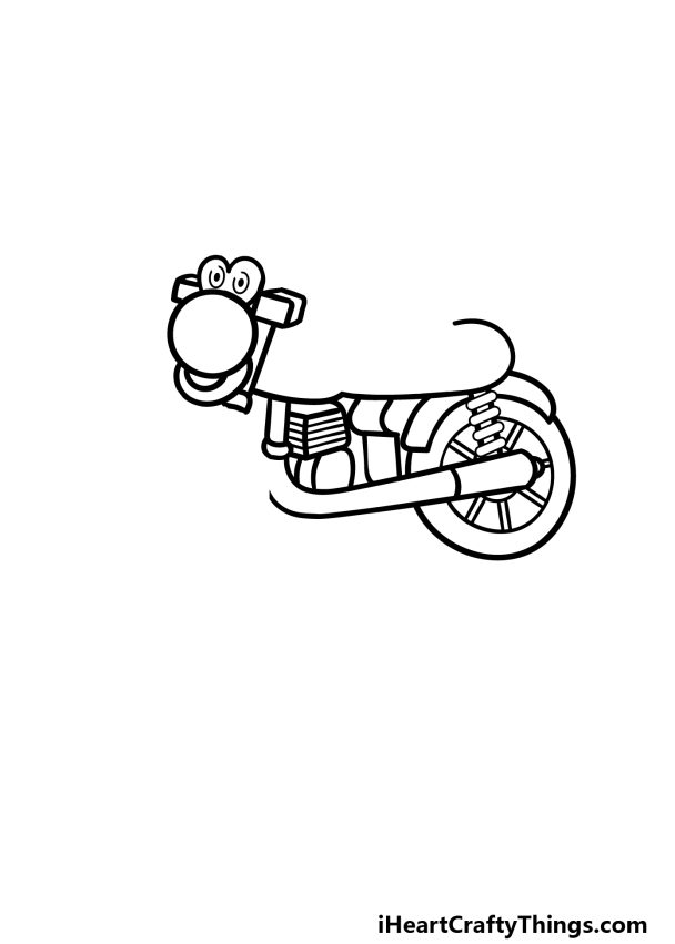 Cartoon Motorcycle Drawing - How To Draw A Cartoon Motorcycle Step By Step