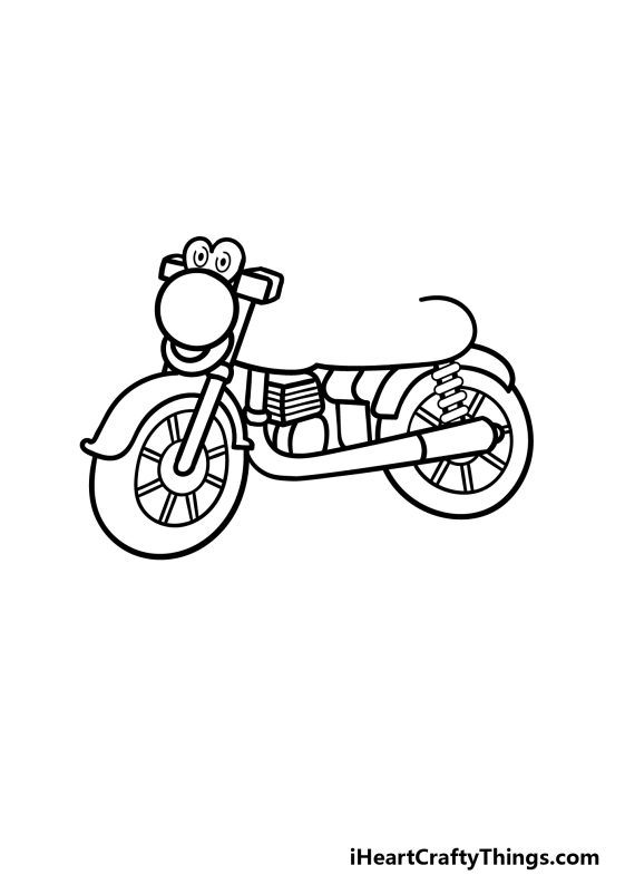 Cartoon Motorcycle Drawing - How To Draw A Cartoon Motorcycle Step By Step