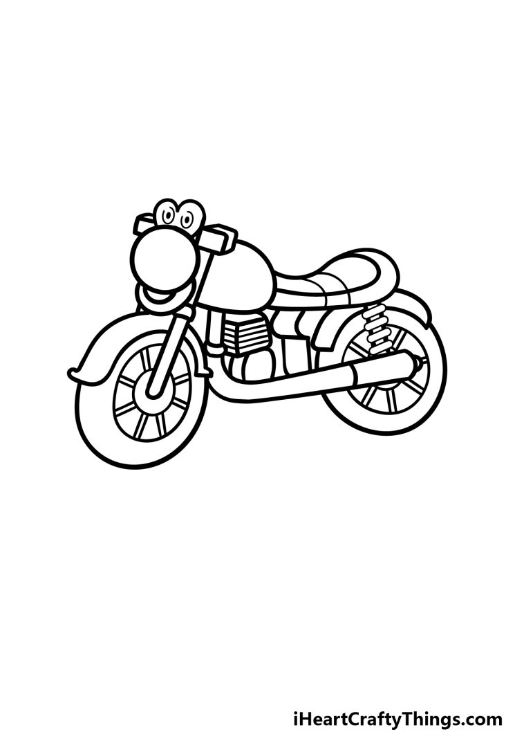 Cartoon Motorcycle Drawing - How To Draw A Cartoon Motorcycle Step By Step