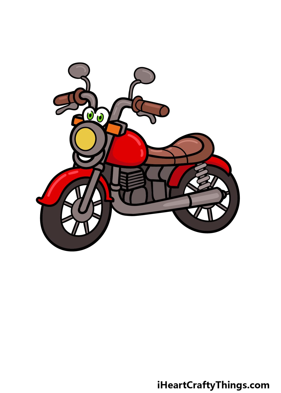 Cartoon Motorcycle Drawing - How To Draw A Cartoon Motorcycle Step By Step