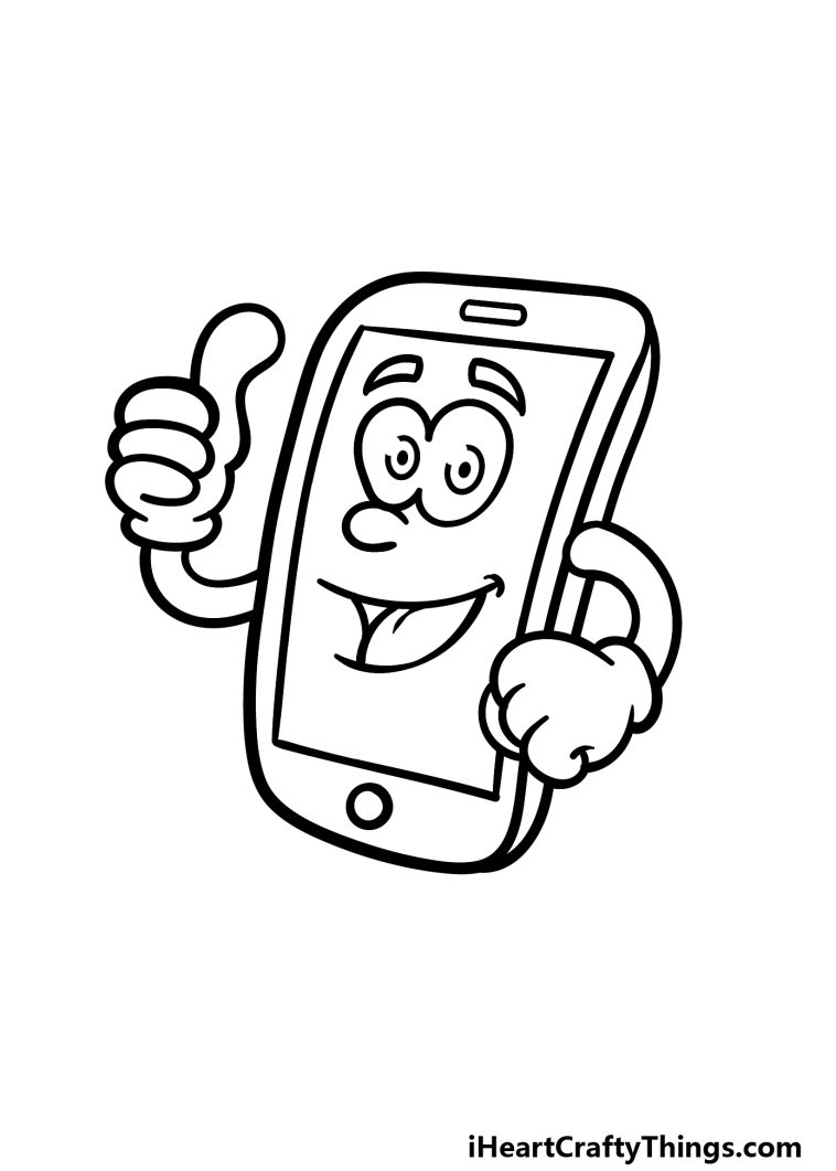 Cartoon Phone Drawing - How To Draw A Cartoon Phone Step By Step