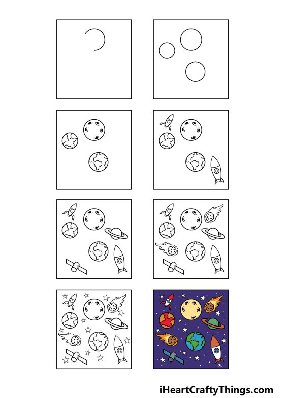 Cartoon Space Drawing - How To Draw A Cartoon Space Step By Step
