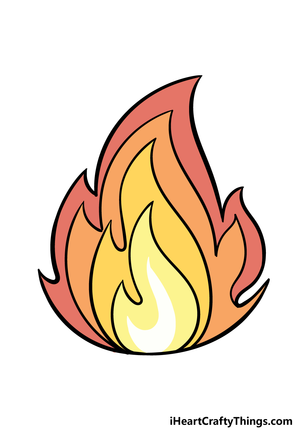 Cartoon Flame Drawing - How To Draw A Cartoon Flame Step By Step