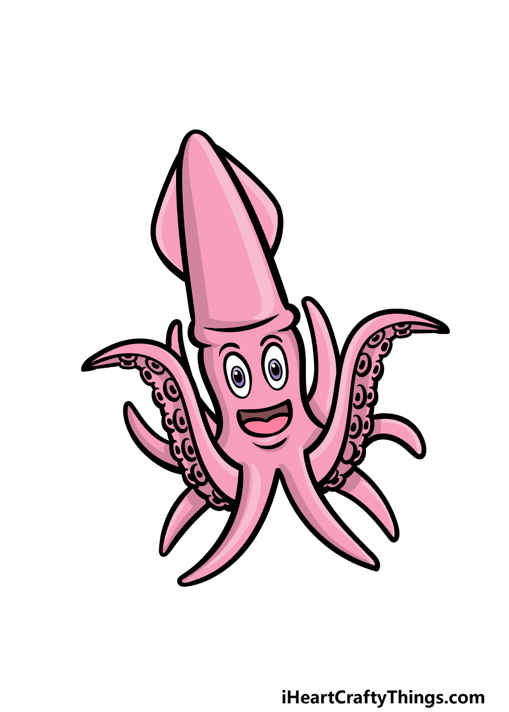 Cartoon Squid Drawing - How To Draw A Cartoon Squid Step By Step