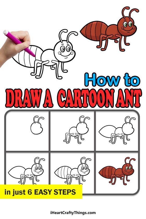 Cartoon Ant Drawing - How To Draw Cartoon Ant Step By Step!