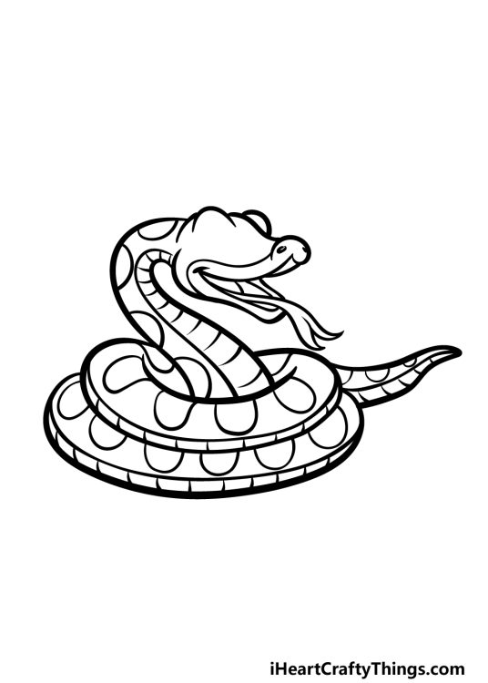 Cartoon Snake Drawing - How To Draw A Cartoon Snake Step By Step