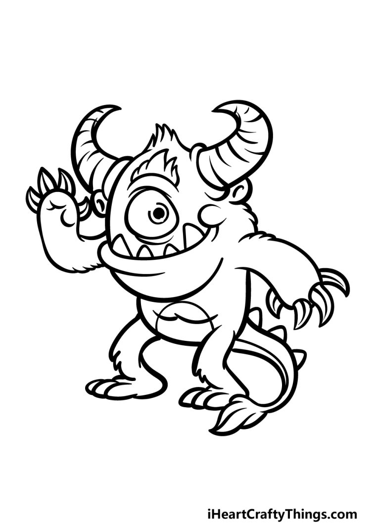 Cartoon Monster Drawing - How To Draw A Cartoon Monster Step By Step