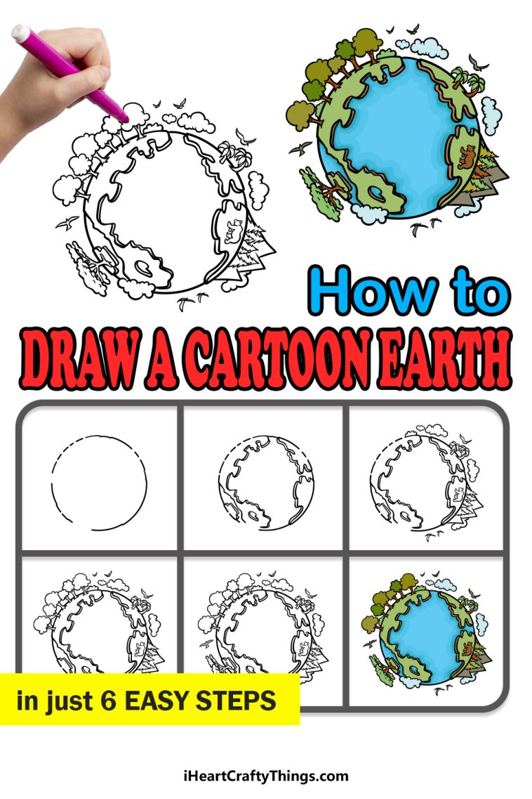 Cartoon Earth Drawing - How To Draw A Cartoon Earth Step By Step