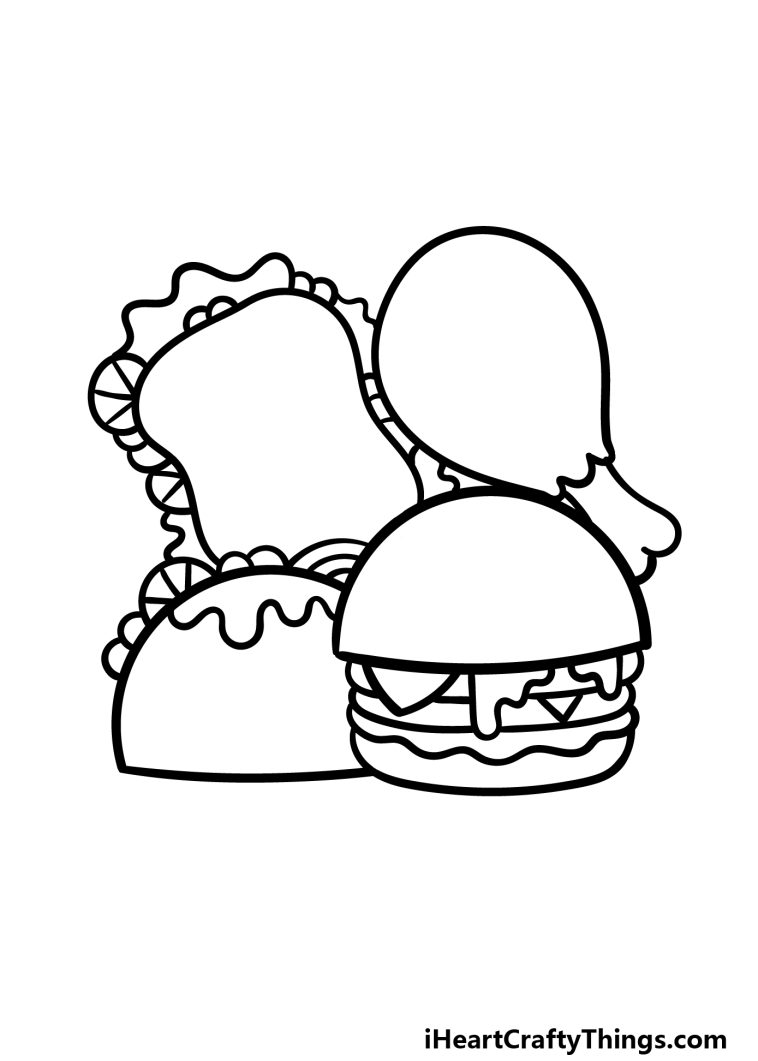 Cartoon Food Drawing - How To Draw Cartoon Food Step By Step