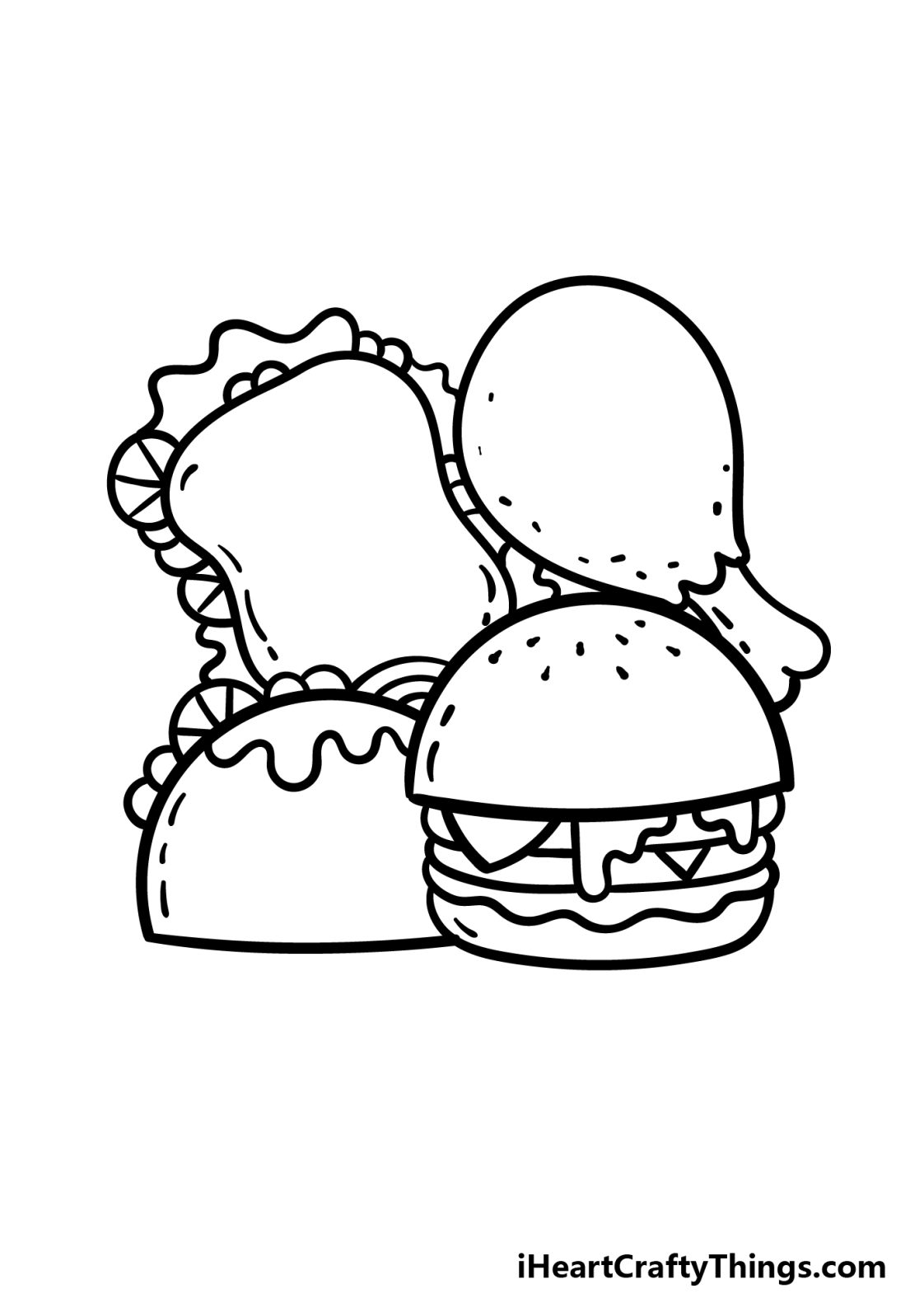 Cartoon Food Drawing - How To Draw Cartoon Food Step By Step