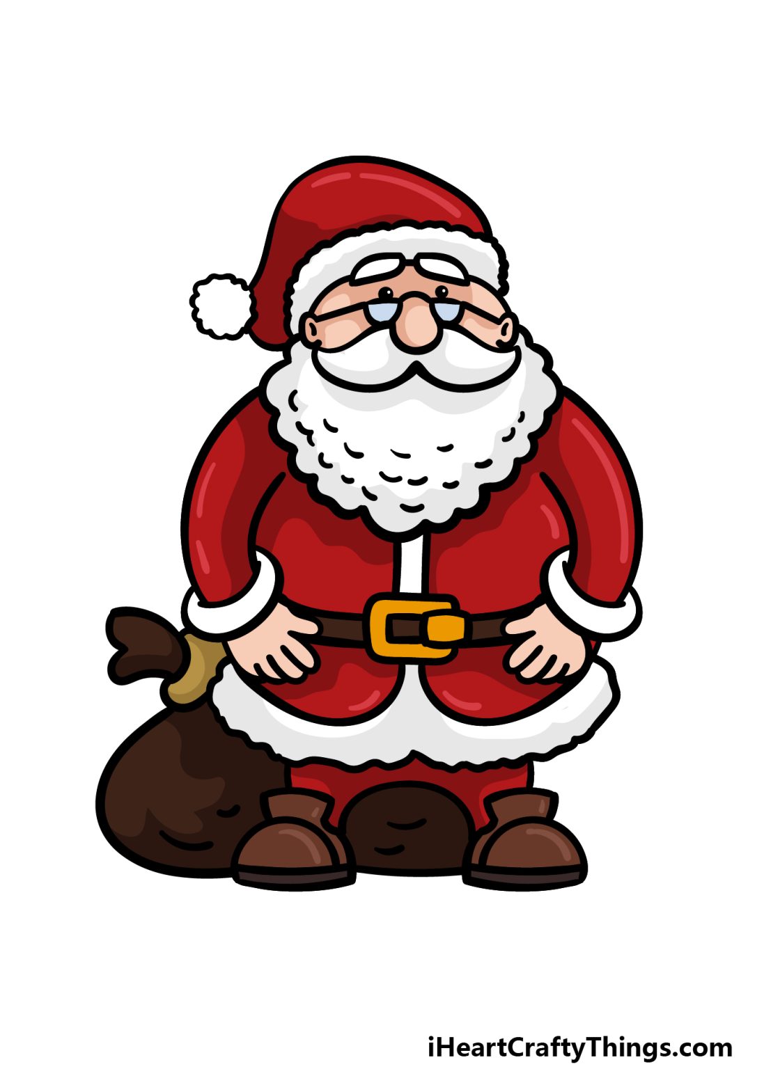 Cartoon Santa Drawing - How To Draw A Cartoon Santa Step By Step