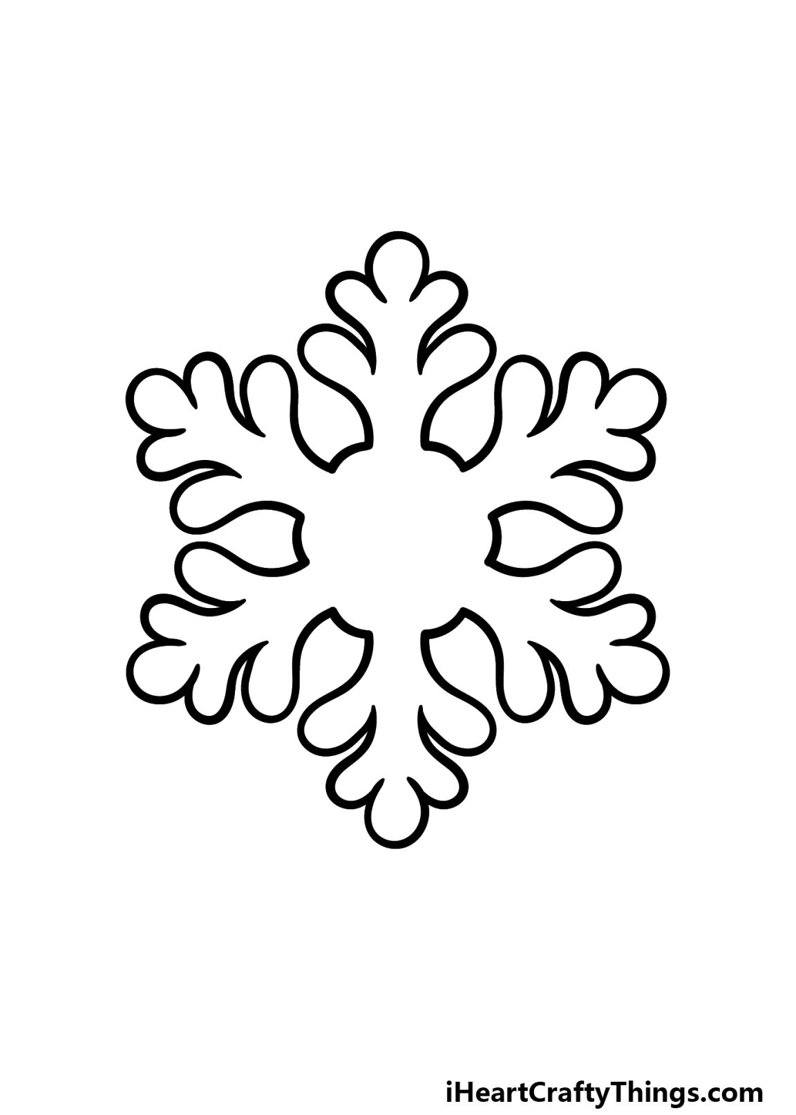 Cartoon Snowflake Drawing - How To Draw A Cartoon Snowflake Step By Step