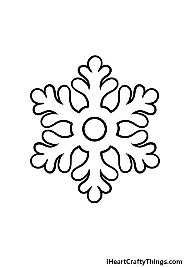 Cartoon Snowflake Drawing - How To Draw A Cartoon Snowflake Step By Step