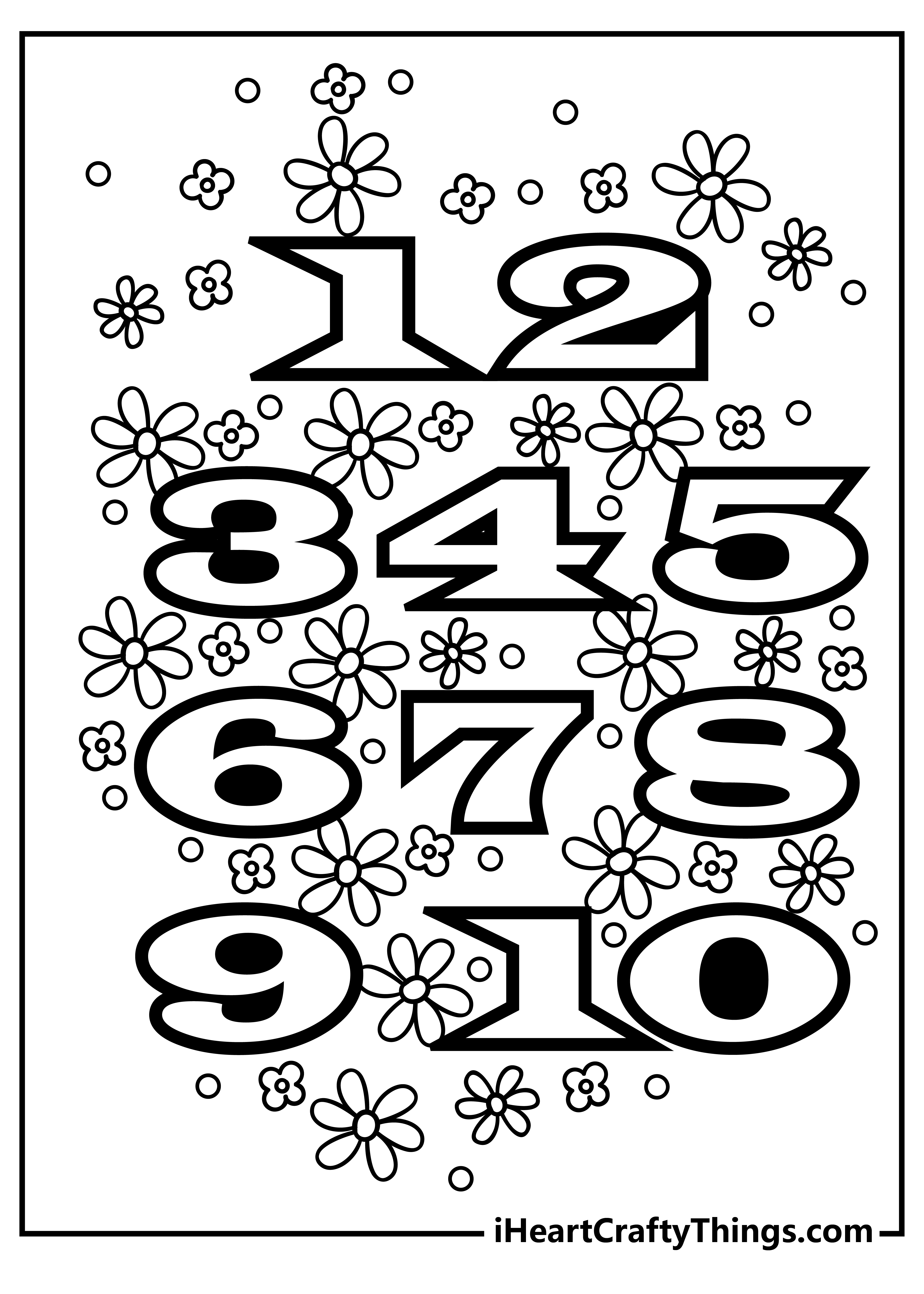 Coloring Sheet With Numbers Happy New Year 2025 Kawaii Cat A4