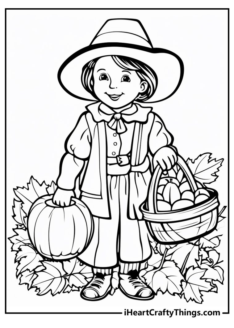 25 Pilgrim Coloring Pages (Printable Free To Download PDF)