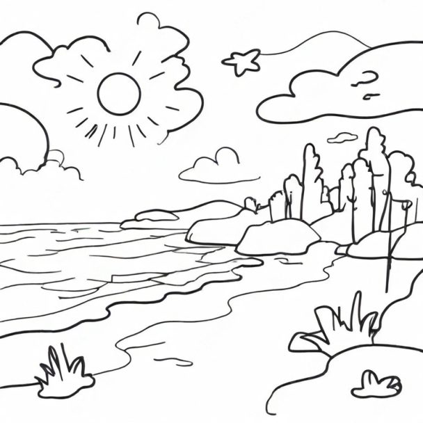 Sunset Drawing - How To Draw A Sunset Step By Step