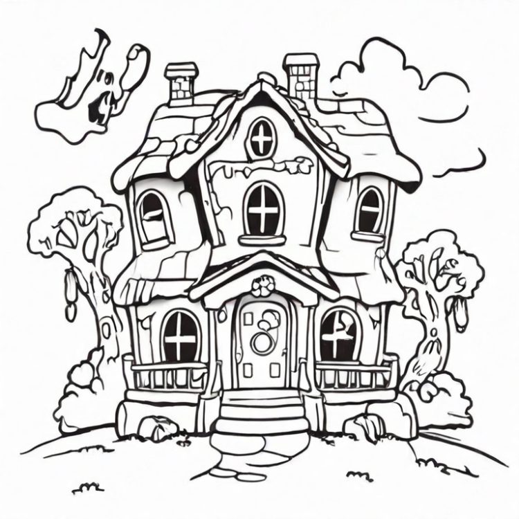 Haunted House Drawing - How To Draw A Haunted House Step By Step