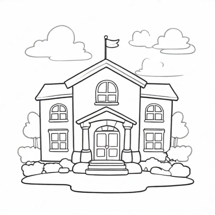 School Drawing - How To Draw A School Step By Step