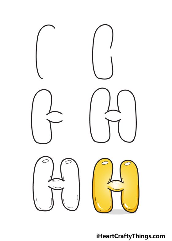 Bubble Letter H: Draw Your Own Bubble H In 6 Easy Steps