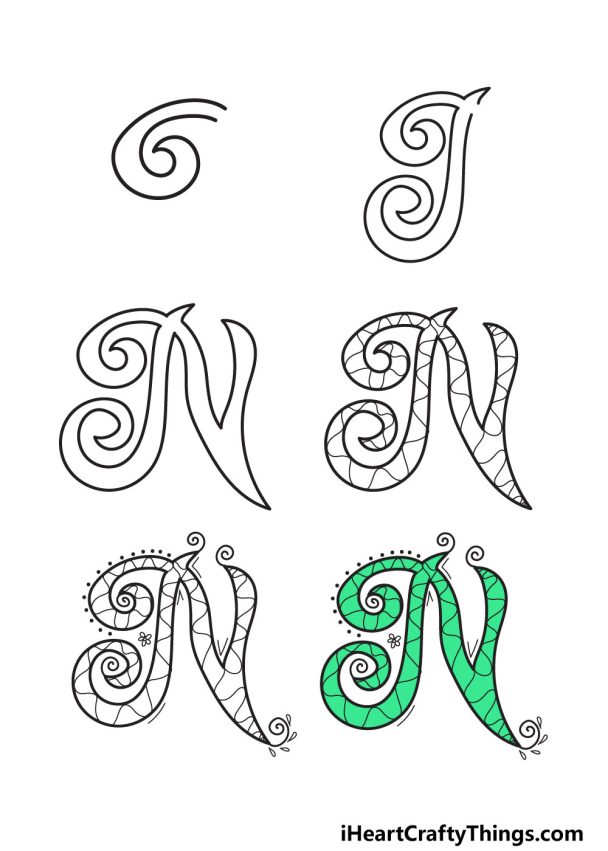 Fancy Letter N: Draw Your Own Fancy Letter N In 6 Easy Steps
