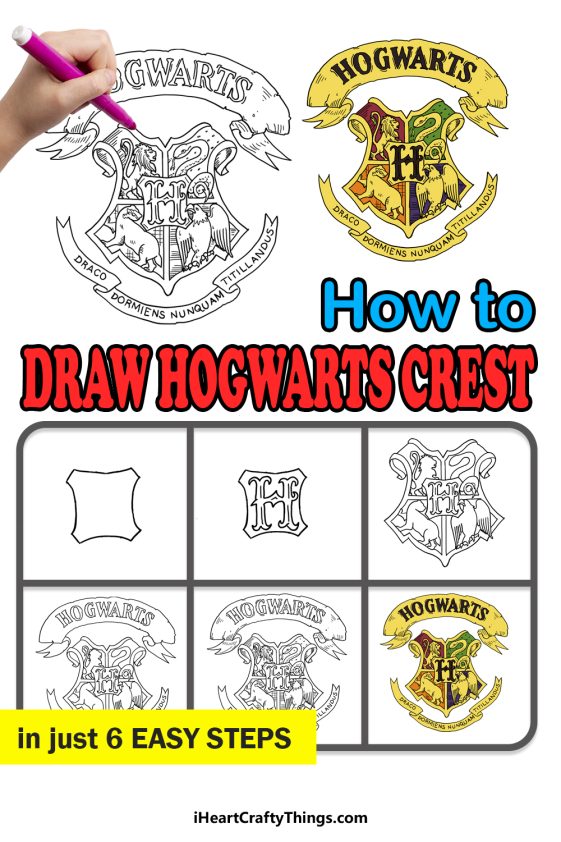 How To Draw The Hogwarts Crest Step By Step!