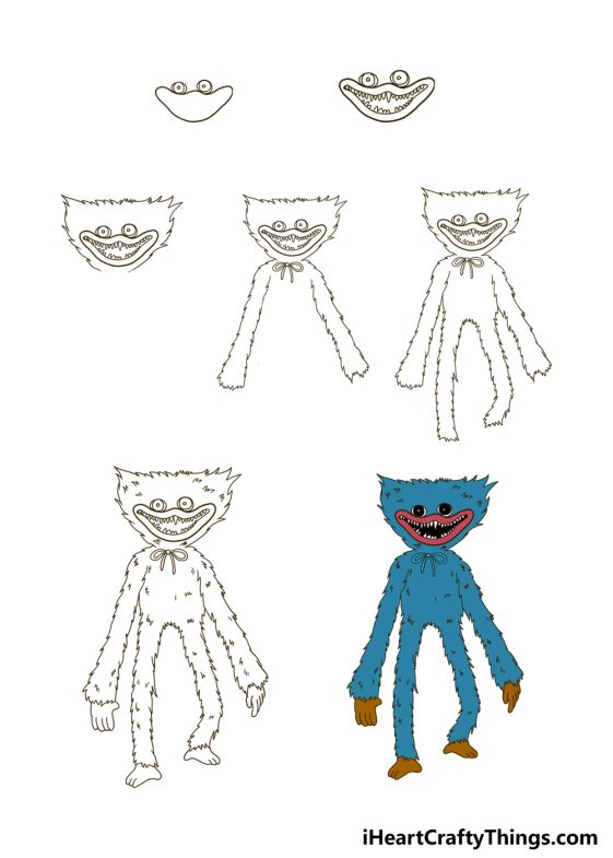 How To Draw Huggy Wuggy Step By Step!