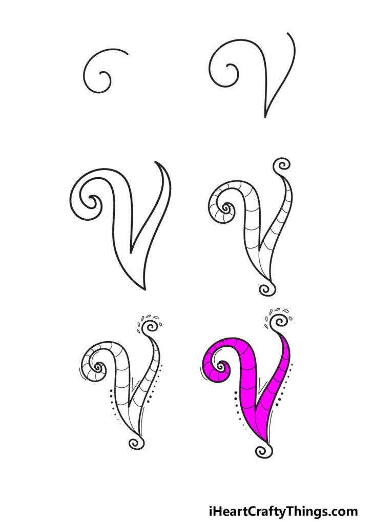 Fancy Letter V: Draw Your Own Fancy Letter V In 6 Easy Steps
