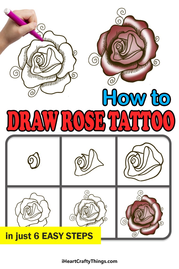 How To Draw A Rose Tattoo Step By Step!
