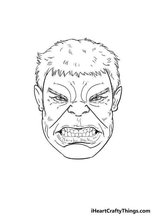 How To Draw Hulk's Face Step By Step!