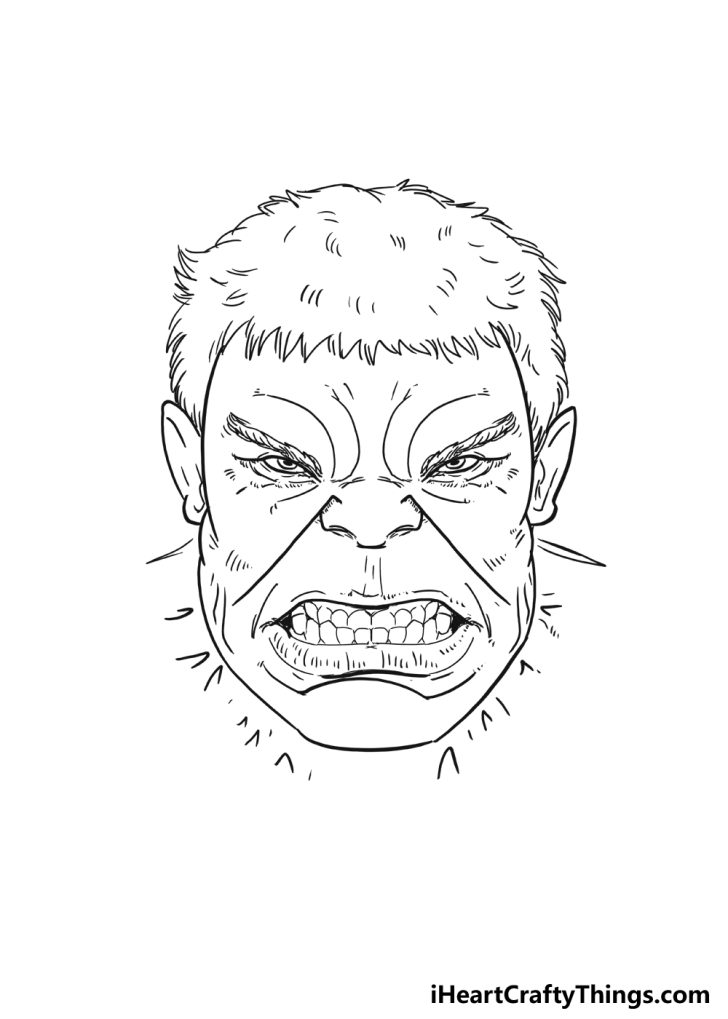 How To Draw Hulk's Face Step By Step!