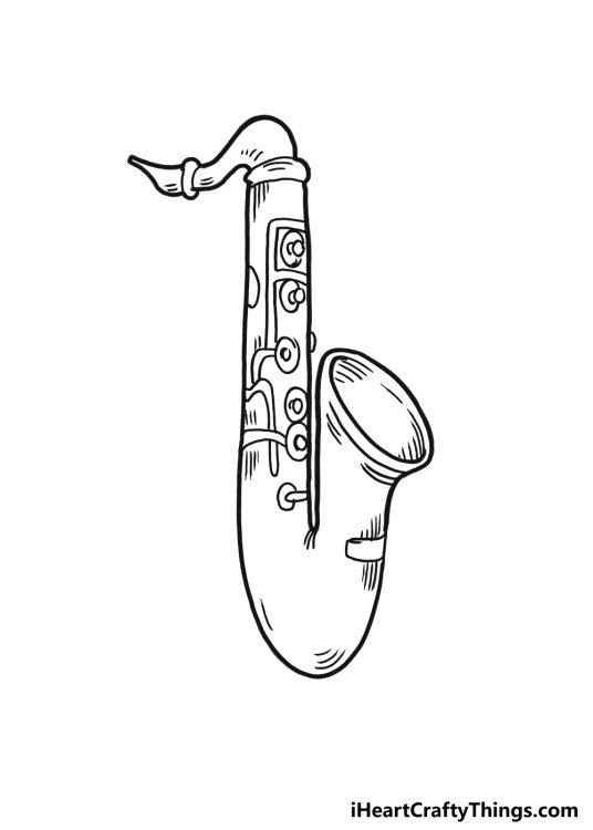 How To Draw A Saxophone Step By Step!
