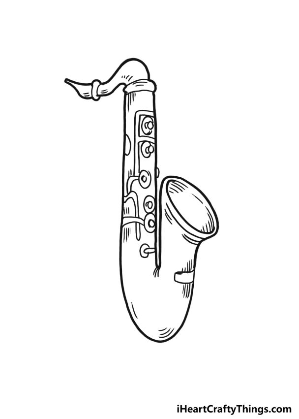 How To Draw A Saxophone Step By Step!