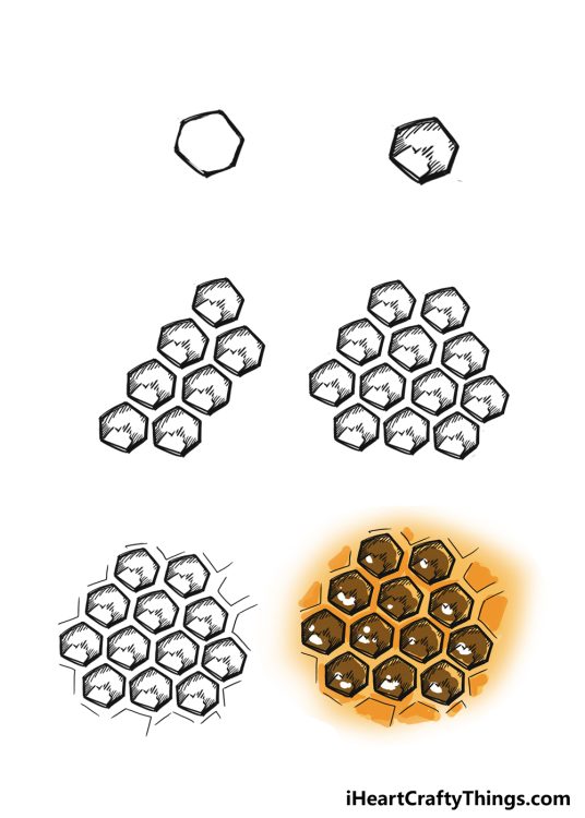 How To Draw A Honeycomb Step By Step!