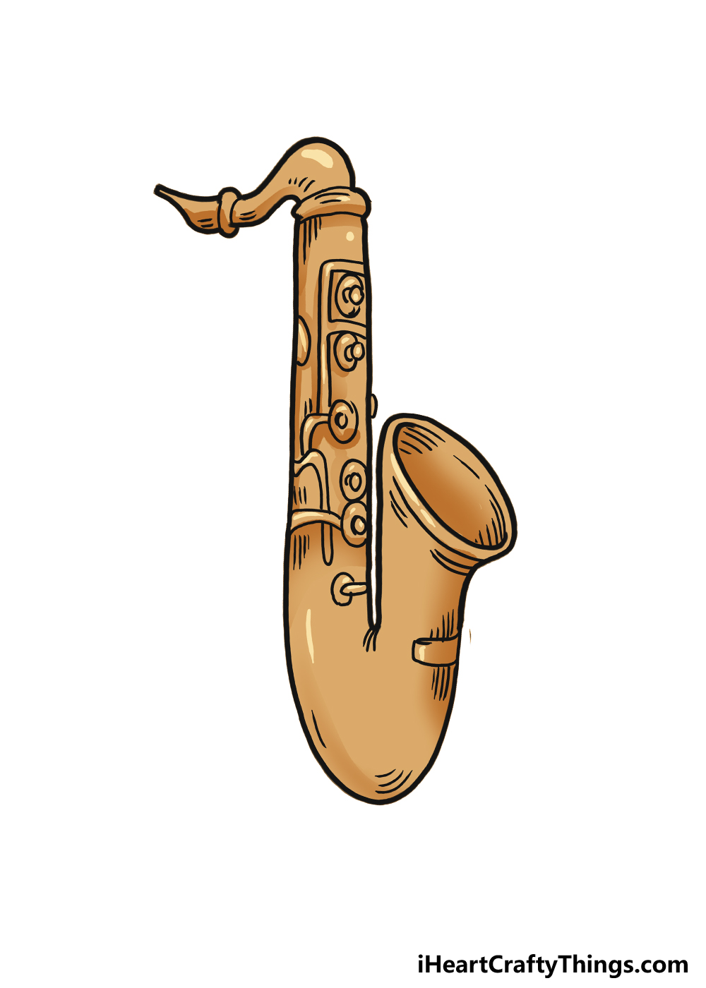 How To Draw A Saxophone Step By Step!