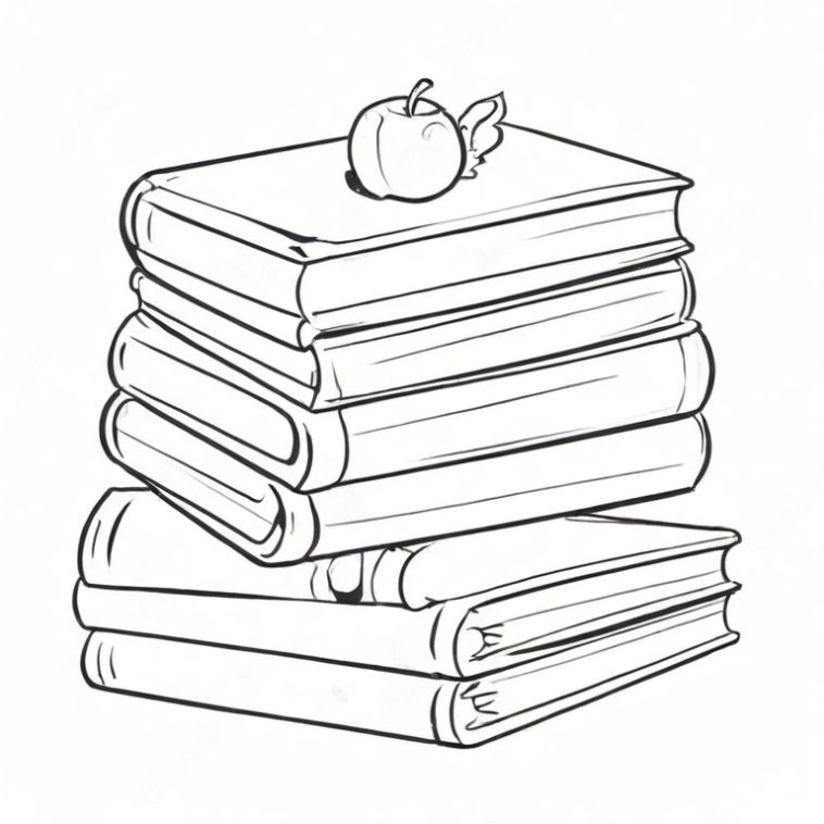 Stack Of Books Drawing - How To Draw A Stack Of Books Step By Step