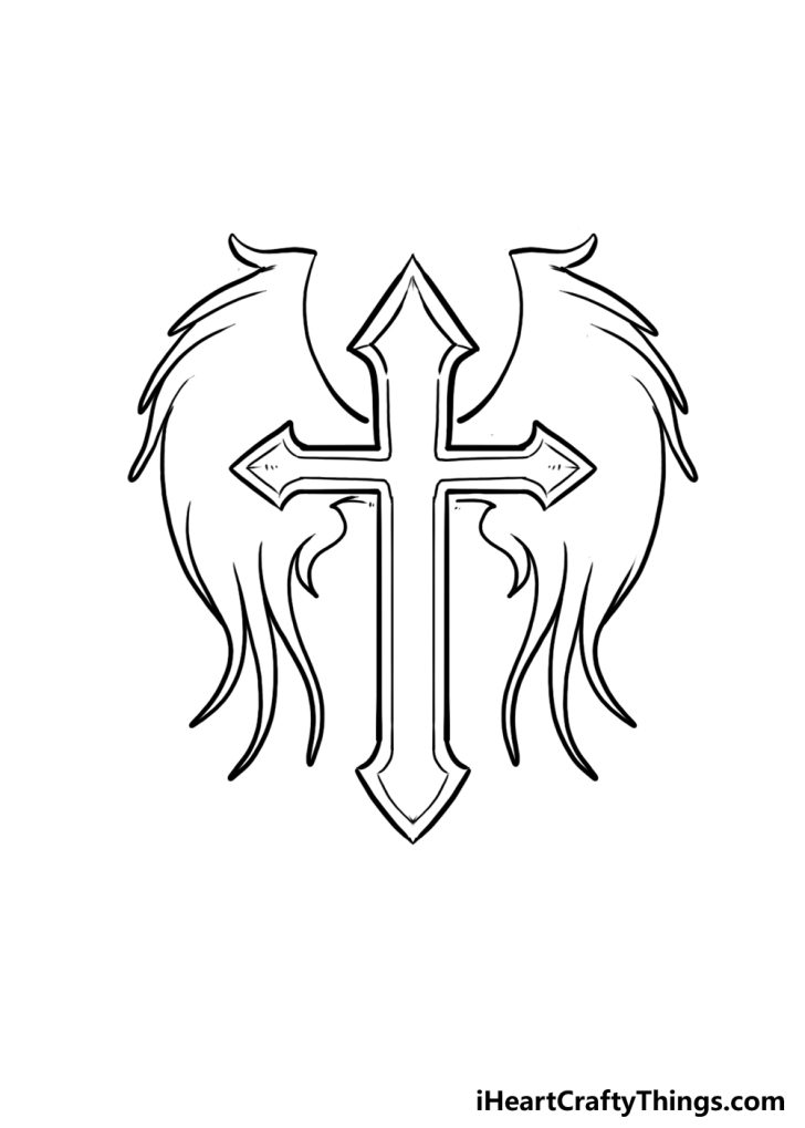 How To Draw A Cross With Wings Step By Step!