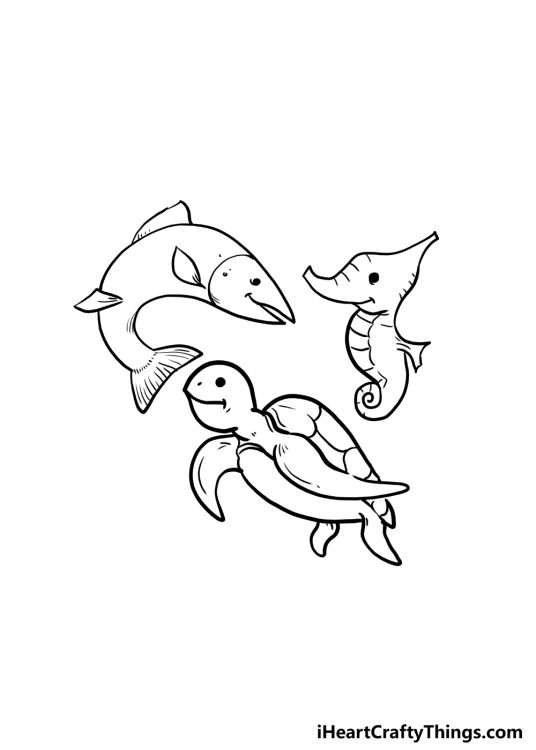 How To Draw Sea Animals Step By Step!
